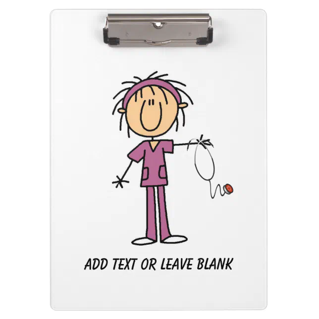 Custom Female Stick Figure Nurse Clipboard | Zazzle