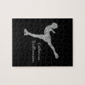 Custom Figure Skating Ice Skating Silver Shimmer Jigsaw Puzzle | Zazzle