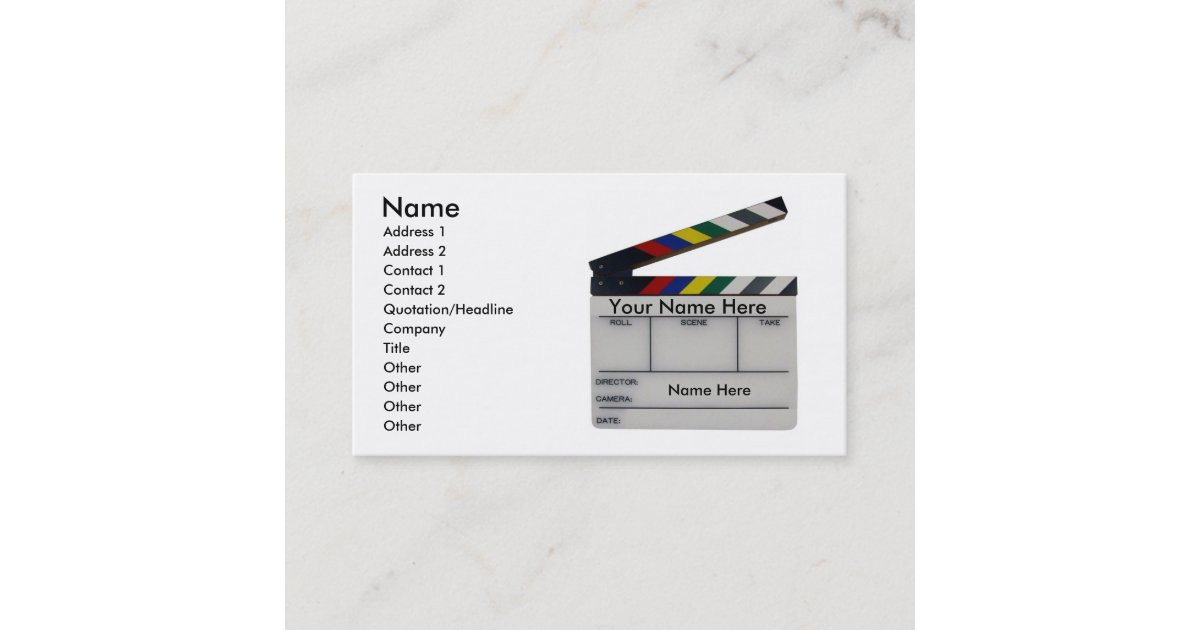 Custom Film slate clapboard movie business card | Zazzle