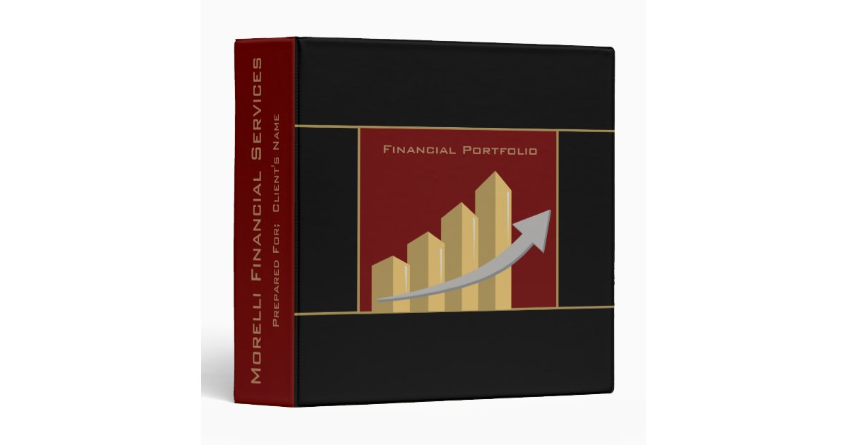 Custom Financial Portfolio Black | Red 3 Ring Binder | Zazzle