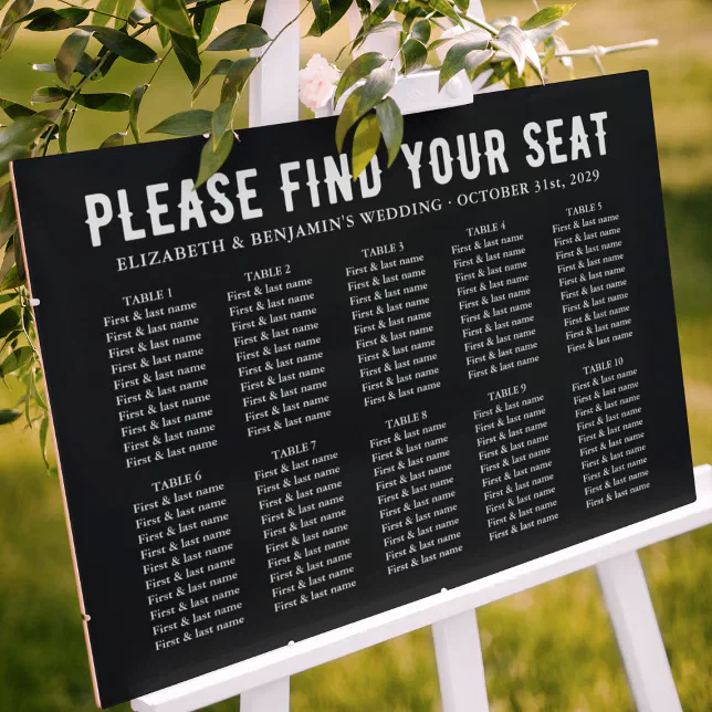 Custom Find Seat Til Death Wedding Seating Chart Foam Board | Zazzle