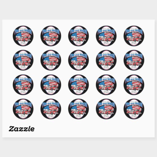 Custom Fire and Rescue Classic Round Sticker | Zazzle