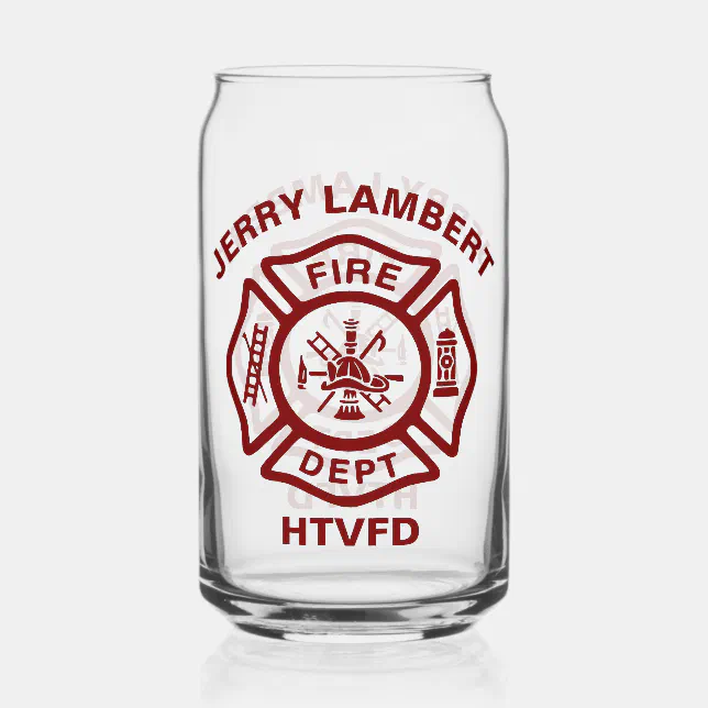 Custom Fire Department Firefighter Badge Can Glass | Zazzle