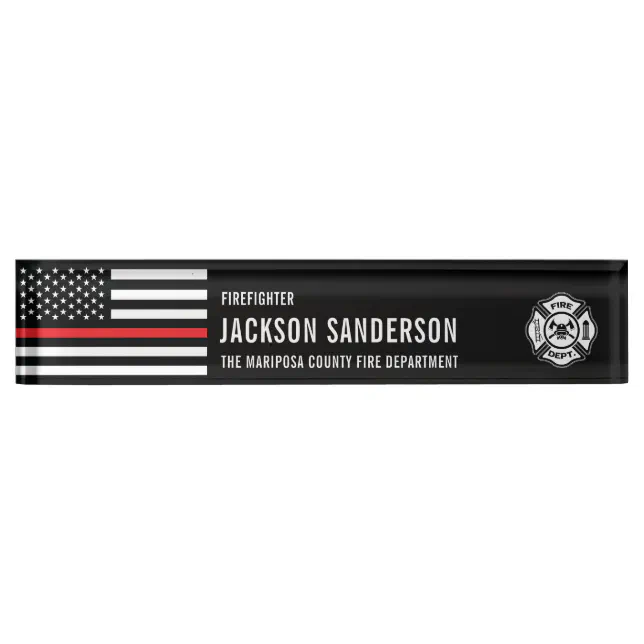 Custom Fire Department Firefighter Desk Name Plate | Zazzle