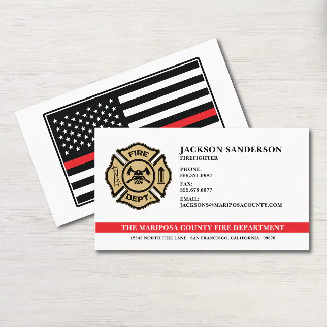 Custom Fire Department Firefighter Fireman Logo Business Card | Zazzle