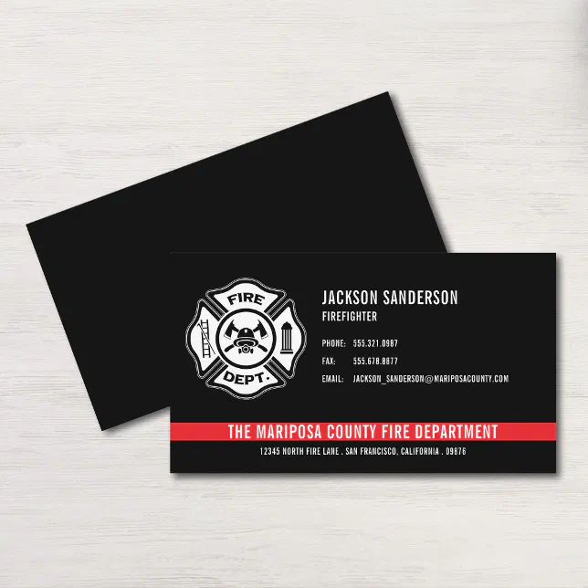 Custom Fire Department Firefighter Flag Logo Business Card | Zazzle