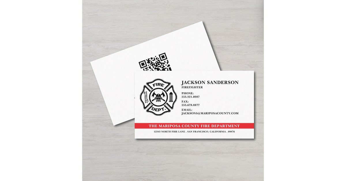 Custom Fire Department Firefighter QR Code Business Card | Zazzle