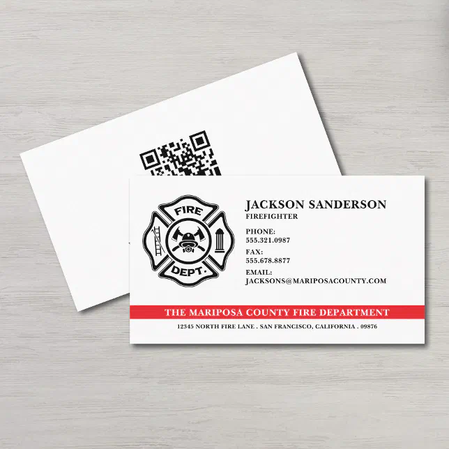 Custom Fire Department Firefighter QR Code Business Card | Zazzle