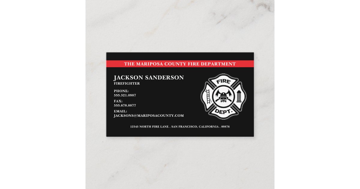 Custom Fire Department Logo Firefighter Business Card | Zazzle