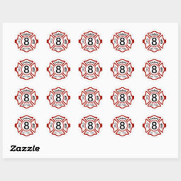 Custom Fire Station Number Classic Round Sticker | Zazzle