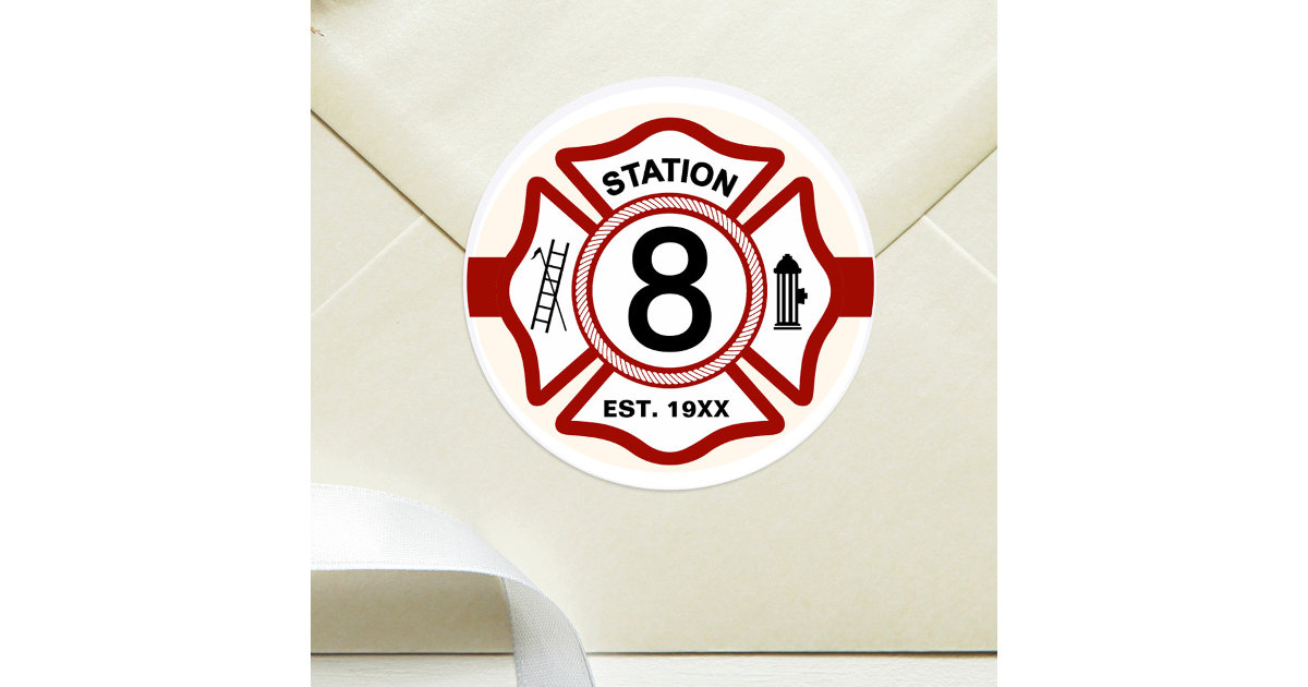 Custom Fire Station Number Classic Round Sticker | Zazzle