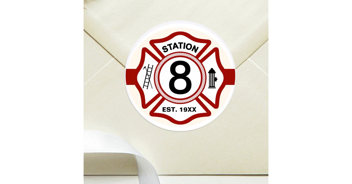 Custom Fire Station Number Classic Round Sticker | Zazzle