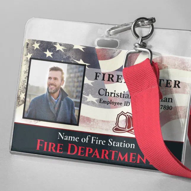 Custom Firefighter Employee Name ID Card Photo Badge | Zazzle