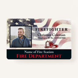 Custom Firefighter Employee Name ID Card Photo Badge | Zazzle
