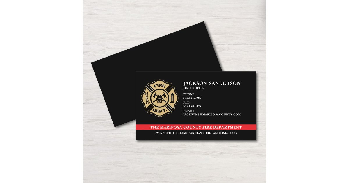 Custom Firefighter Fire Department Fireman Logo Business Card | Zazzle