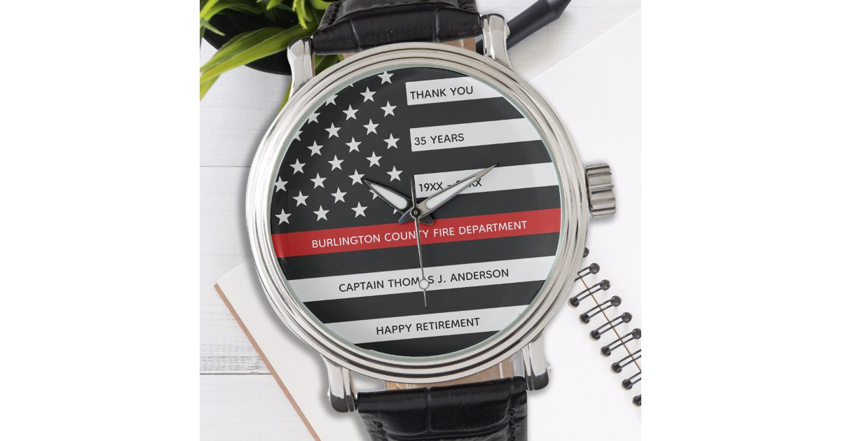 Custom Firefighter Fire Service Fireman Retirement Watch | Zazzle