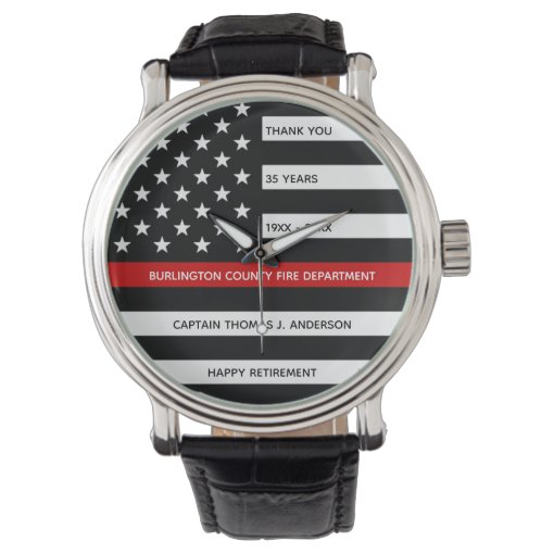 Custom Firefighter Fire Service Fireman Retirement Watch | Zazzle