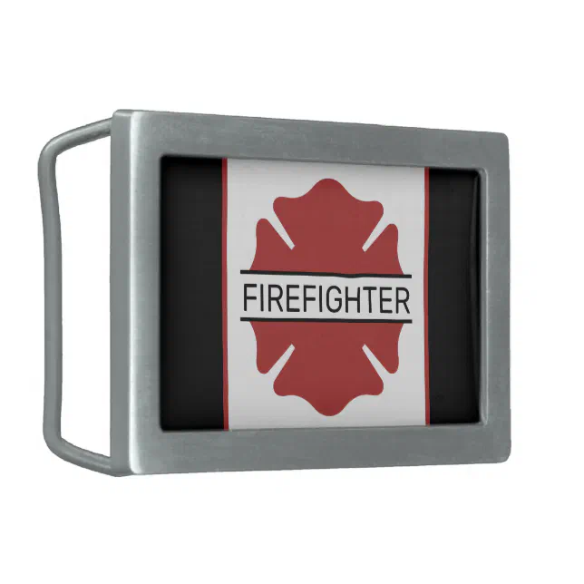 Custom Firefighter Red Logo Symbol Belt Buckle | Zazzle