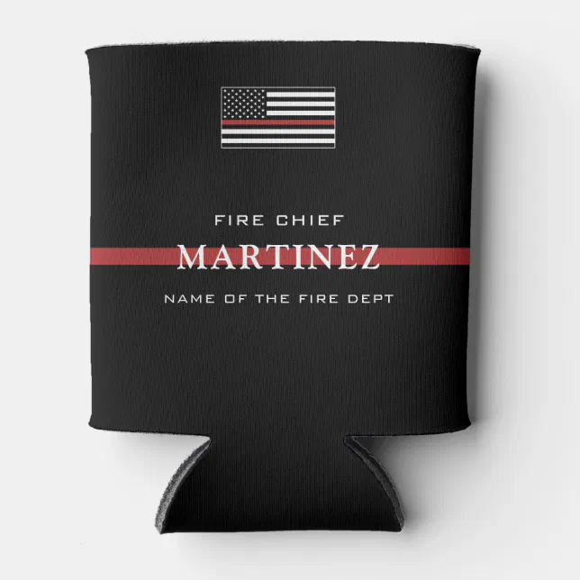 Custom Firefighter Thin Red Line Fire Department Can Cooler | Zazzle