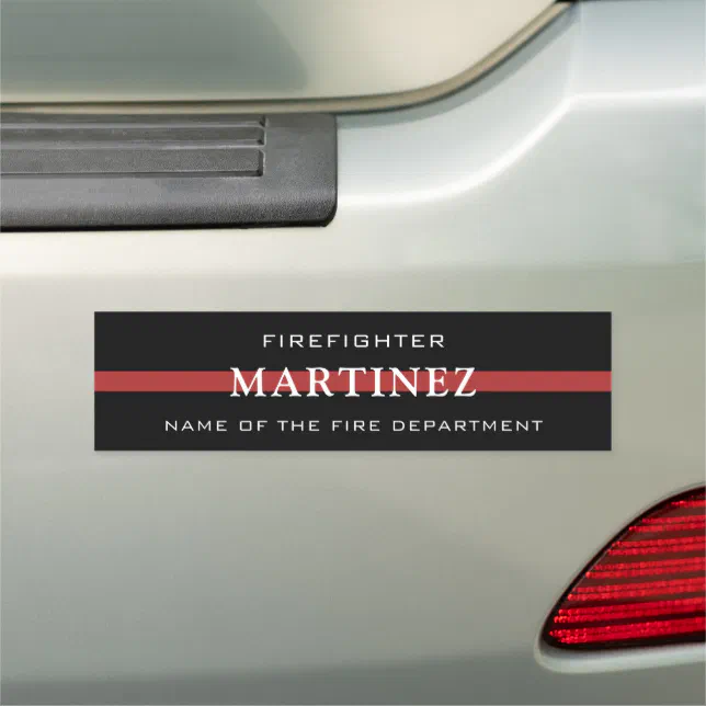 Custom Firefighter Thin Red Line Fire Department Car Magnet | Zazzle
