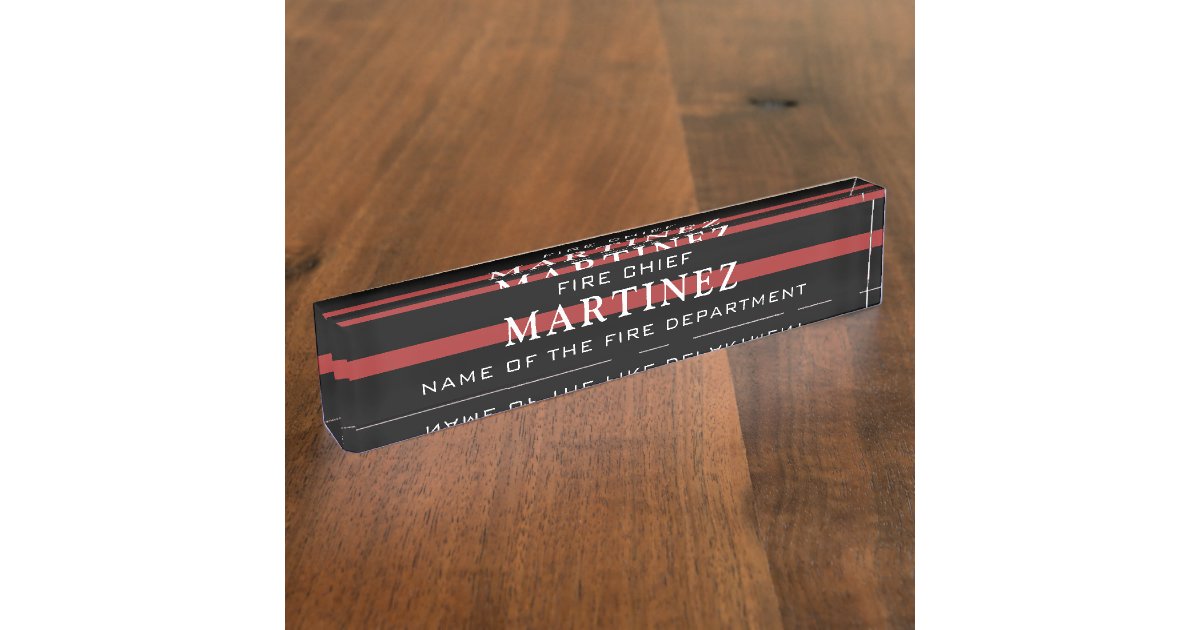Custom Firefighter Thin Red Line Fire Department Desk Name Plate | Zazzle