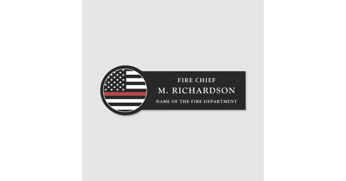 Custom Firefighter Thin Red Line Fire Department Name Tag | Zazzle