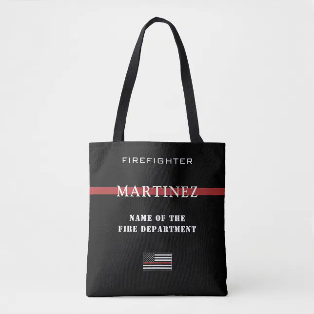 Custom Firefighter Thin Red Line Fire Department Tote Bag | Zazzle