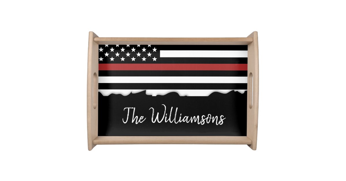 Custom Firefighter Thin Red Line Fire Rescue Serving Tray | Zazzle