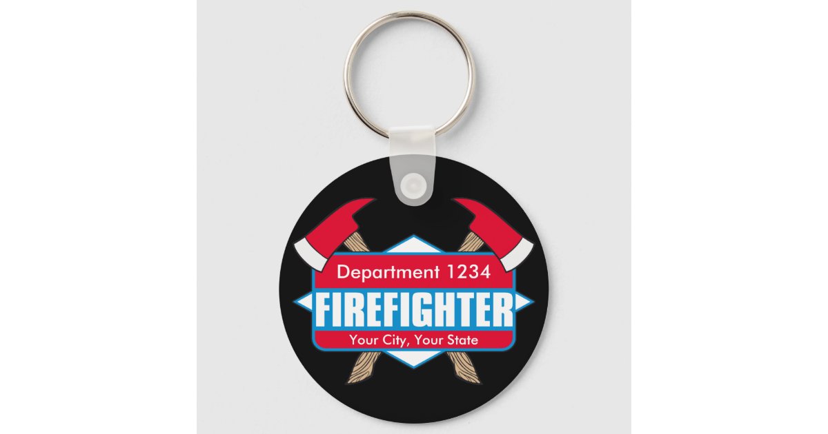 Custom Firefighter with Axes Keychain | Zazzle