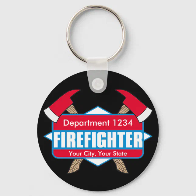 Custom Firefighter with Axes Keychain | Zazzle