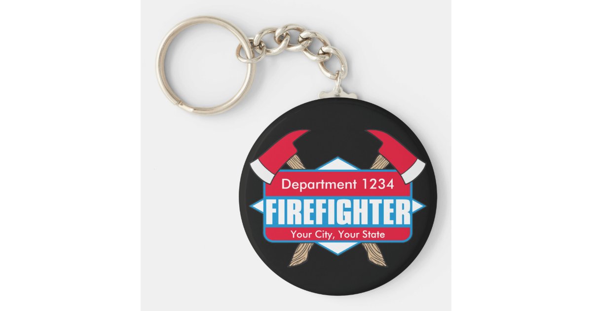 Custom Firefighter with Axes Keychain | Zazzle.com