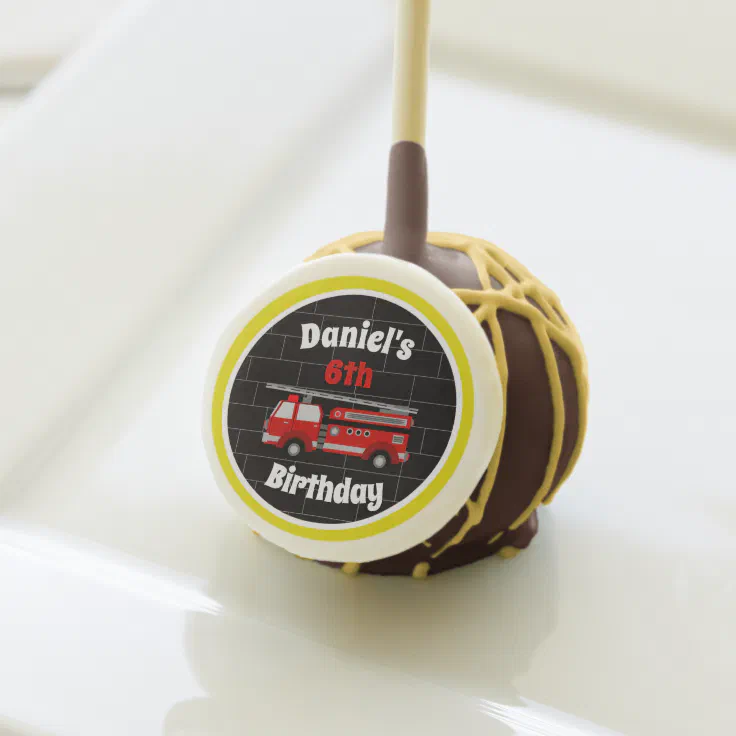 Custom Firetruck Brick Birthday Cake Pops | Zazzle