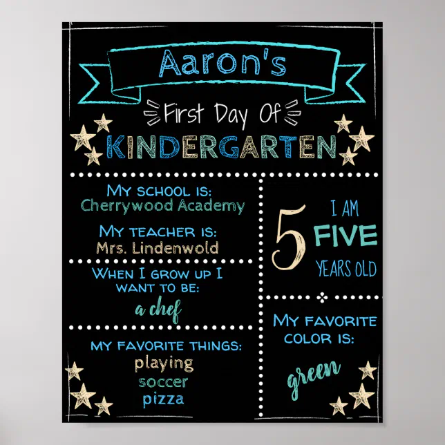 Custom First Day of Kindergarten Sign | Zazzle