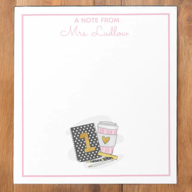 Custom First Grade Teacher Appreciation Black Notepad | Zazzle