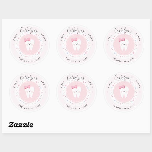 Custom First Tooth Baby Girl Milestone Sticker | Zazzle