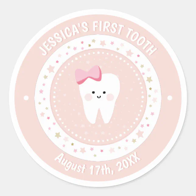 Custom First Tooth Baby Girl Milestone Sticker | Zazzle
