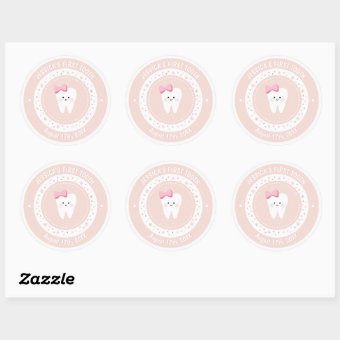 Custom First Tooth Baby Girl Milestone Sticker | Zazzle