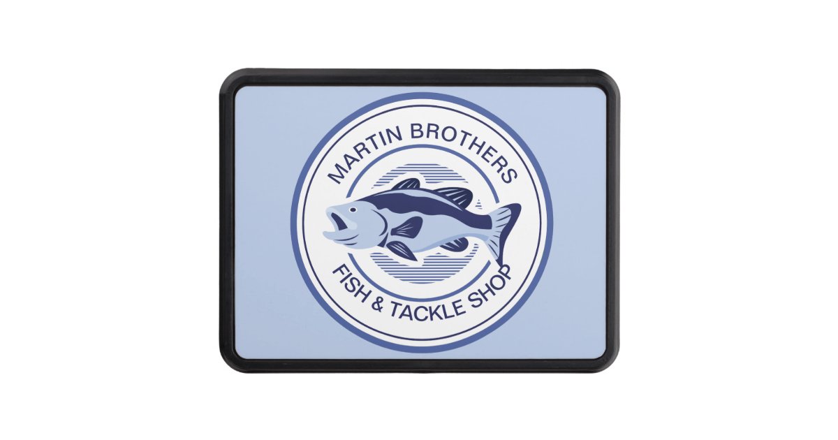 Custom Fish Tackle Shop Blue Bass Fisherman Hitch Cover | Zazzle