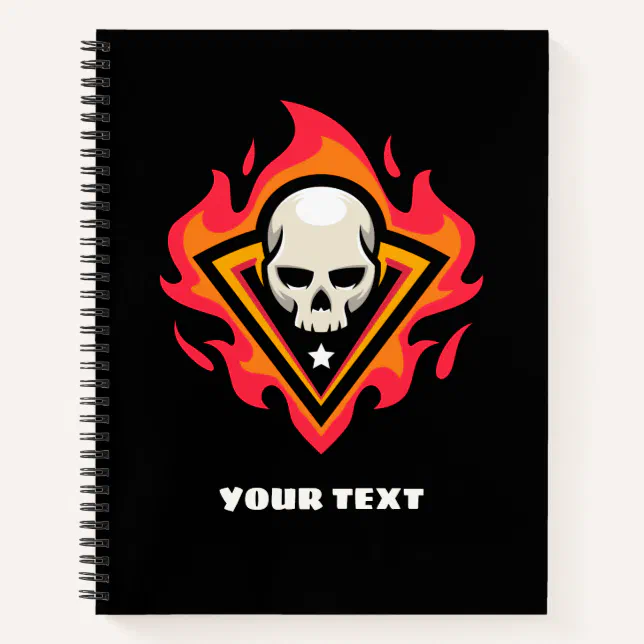 Custom Flaming Skull Logo Notebook | Zazzle