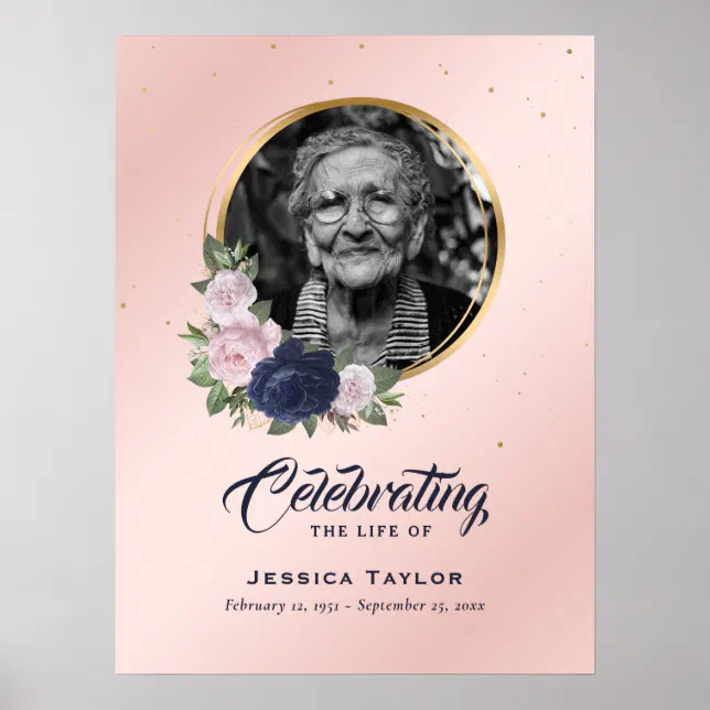 Custom Floral Celebration of Life Funeral Sign | Zazzle