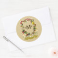 Custom Floral Crest Funeral Classic Round Sticker | Zazzle