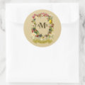 Custom Floral Crest Funeral Classic Round Sticker | Zazzle