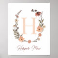 Custom Floral Initial Print | Wildflower Monogram | Zazzle