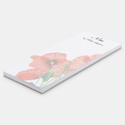 Custom Floral Red Poppy Magnetic Notepad | Zazzle