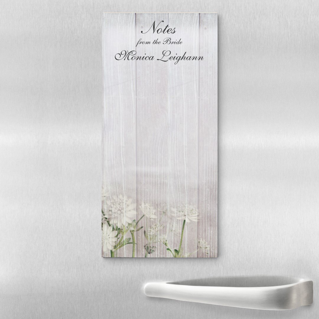 Custom Floral Rustic Wedding Magnetic Notepad | Zazzle