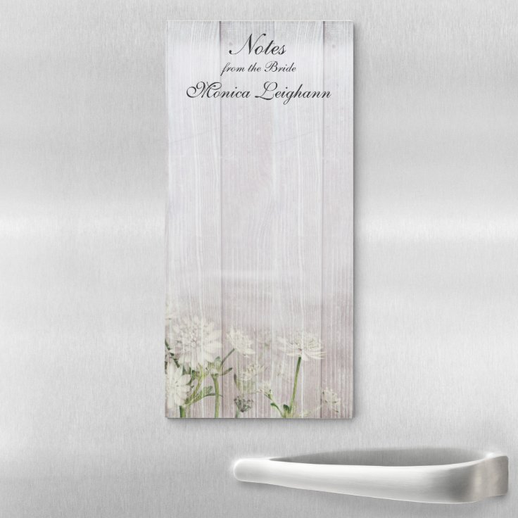 Custom Floral Rustic Wedding Magnetic Notepad | Zazzle