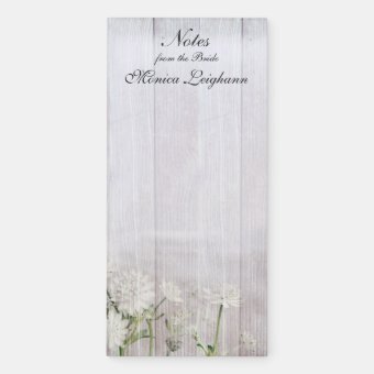 Custom Floral Rustic Wedding Magnetic Notepad | Zazzle