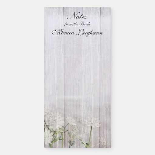 Custom Floral Rustic Wedding Magnetic Notepad | Zazzle