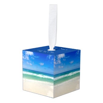 Custom Florida City Beach Trip Photo Keepsake Cube Ornament | Zazzle