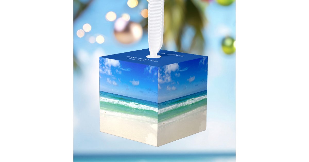 Custom Florida City Beach Trip Photo Keepsake Cube Ornament | Zazzle